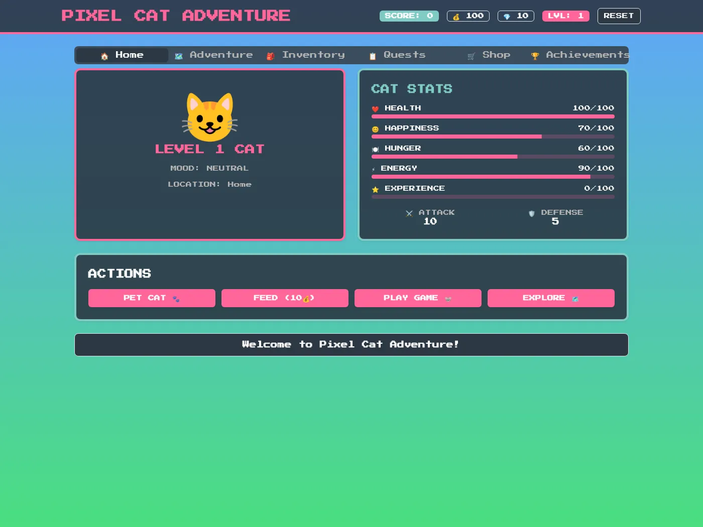 Pixel Cat Game