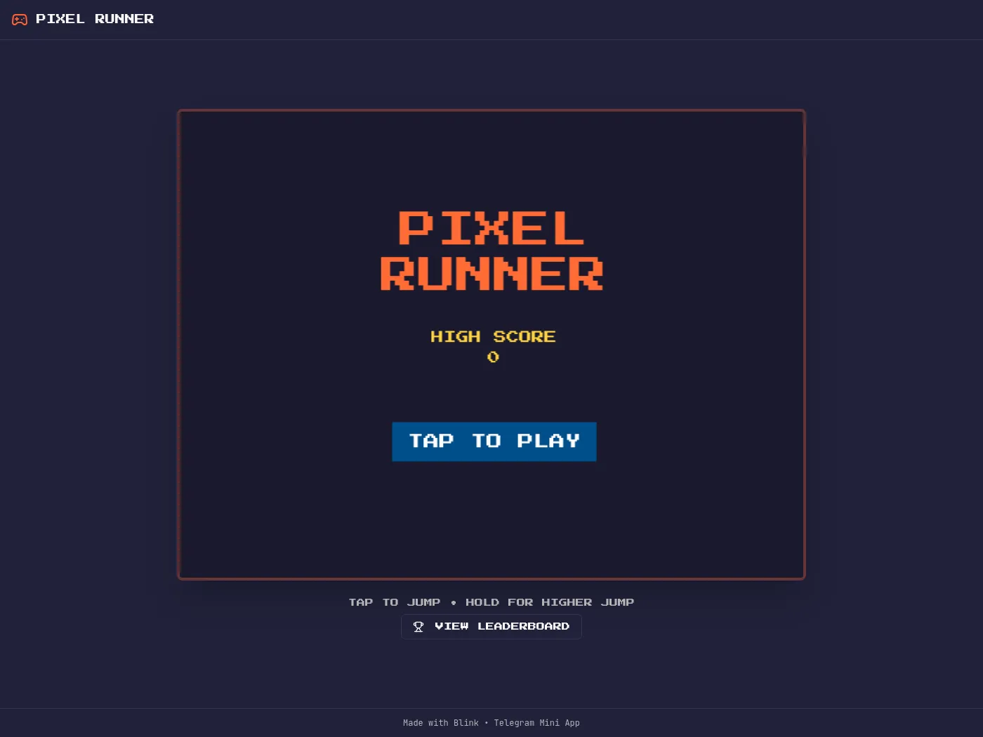 Pixel Runner: Viral Endless Runner Mini-Game for Telegram