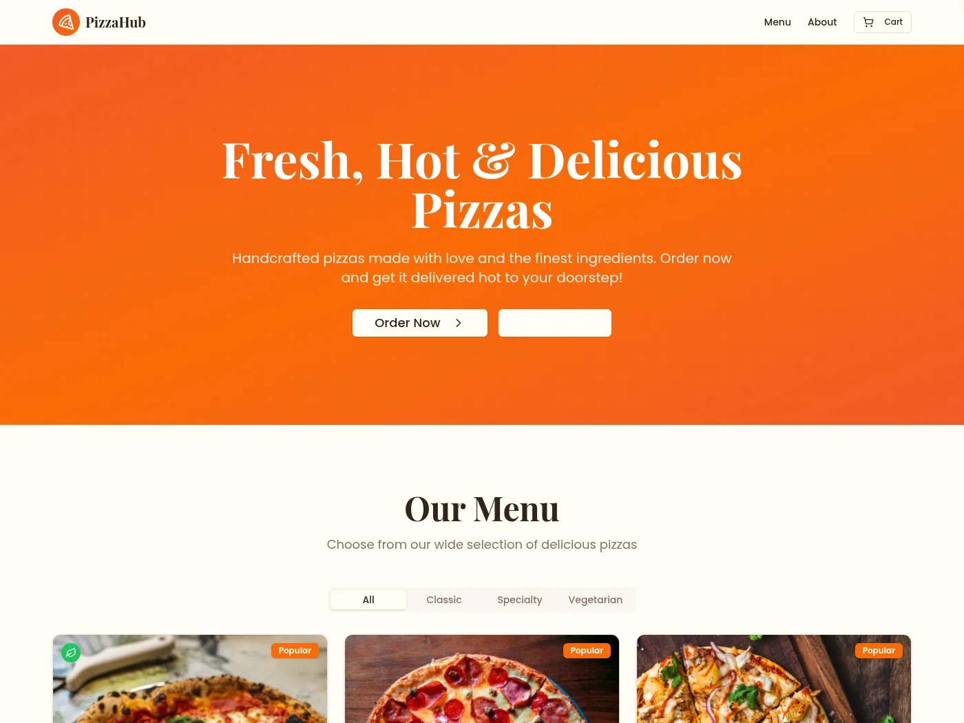 Pizza Ordering Website