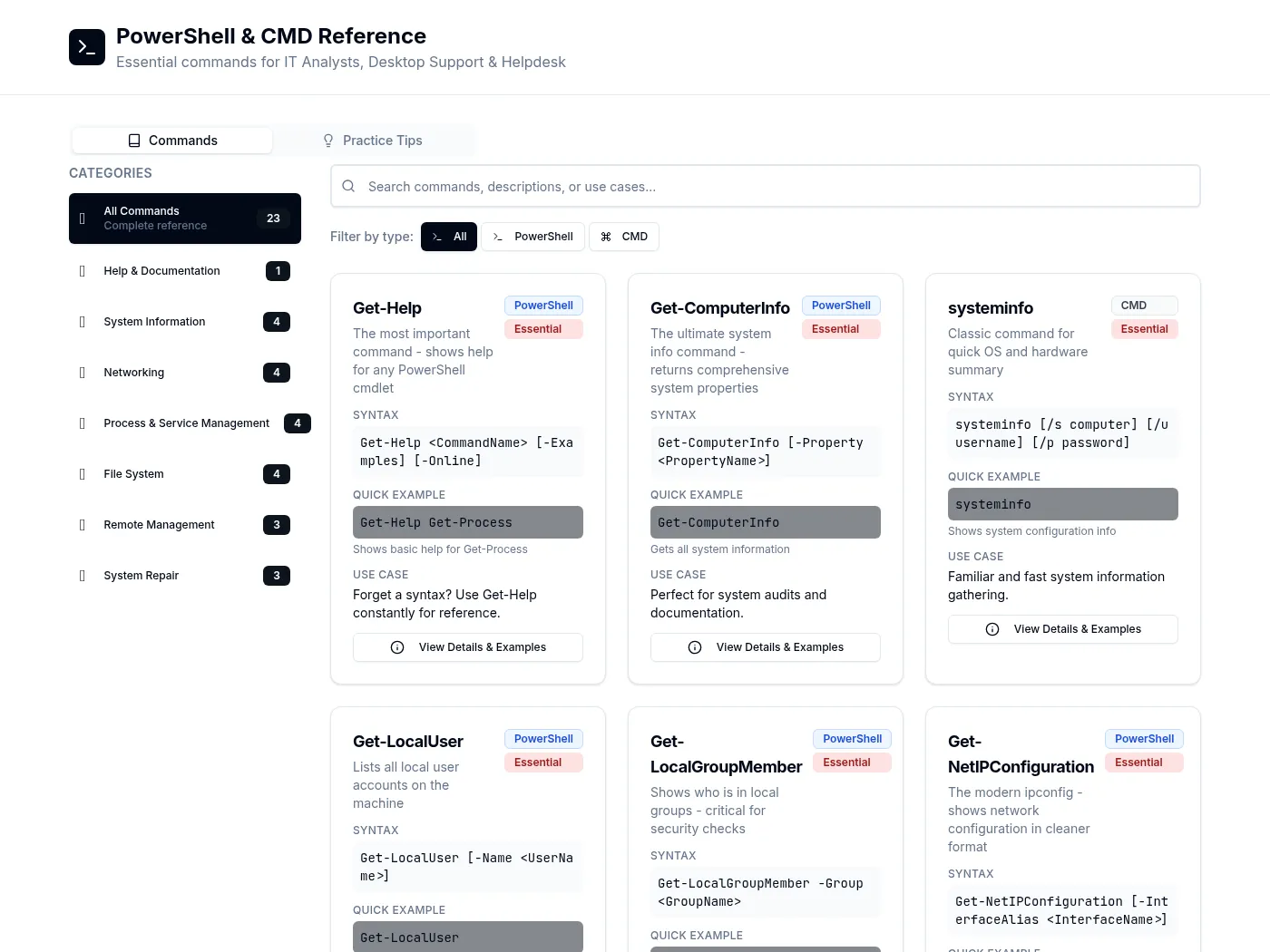 PowerShell & CMD Command Reference for IT Analysts