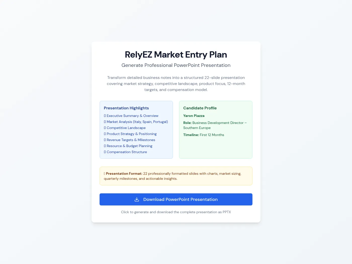 RelyEZ Market Plan PPT