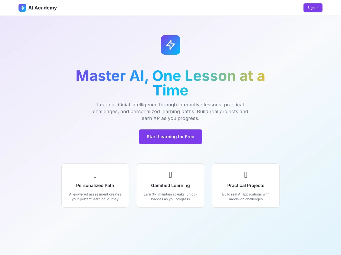 Practical AI Learning Platform with Gamified Progression