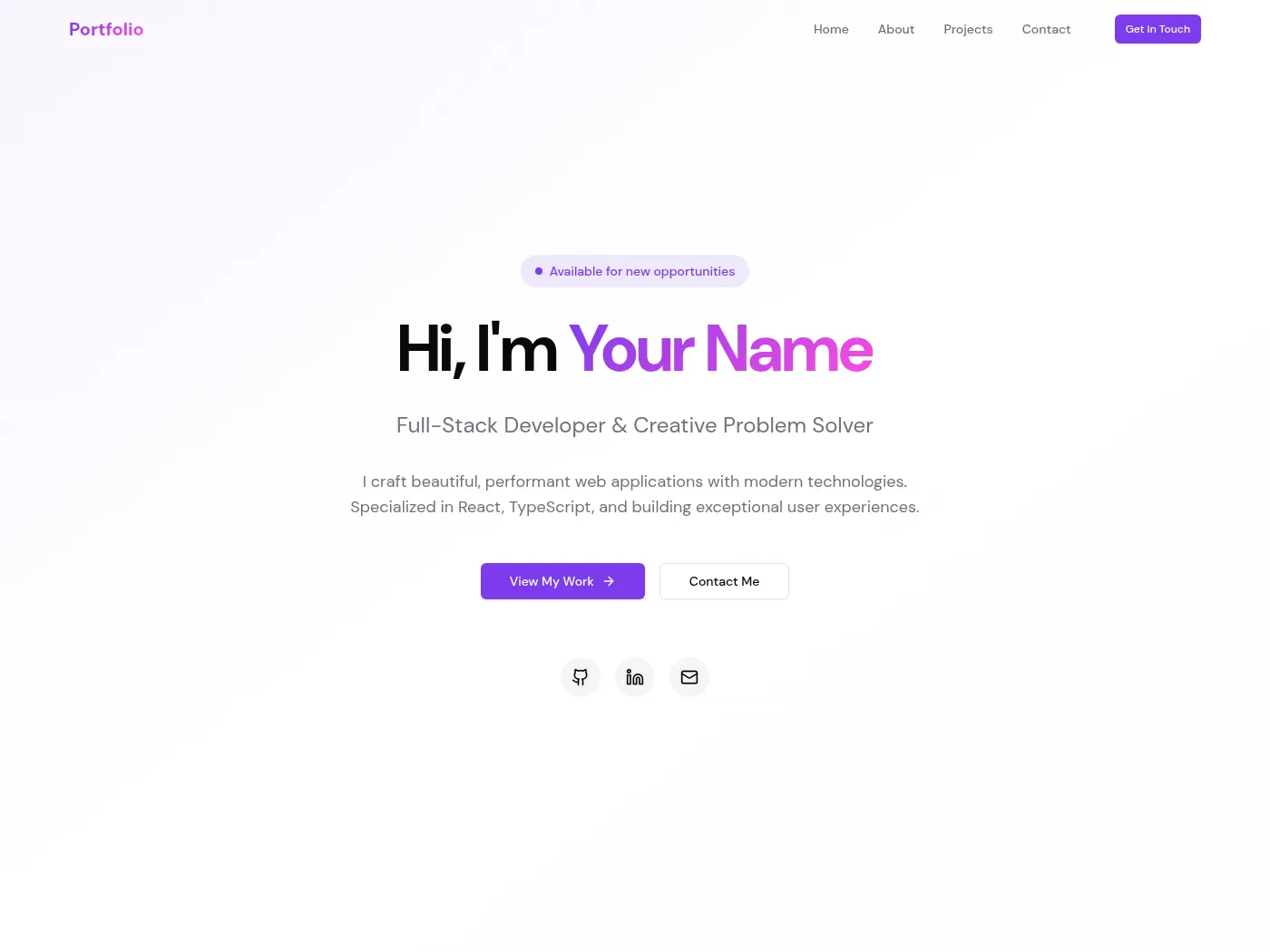 Professional React Portfolio