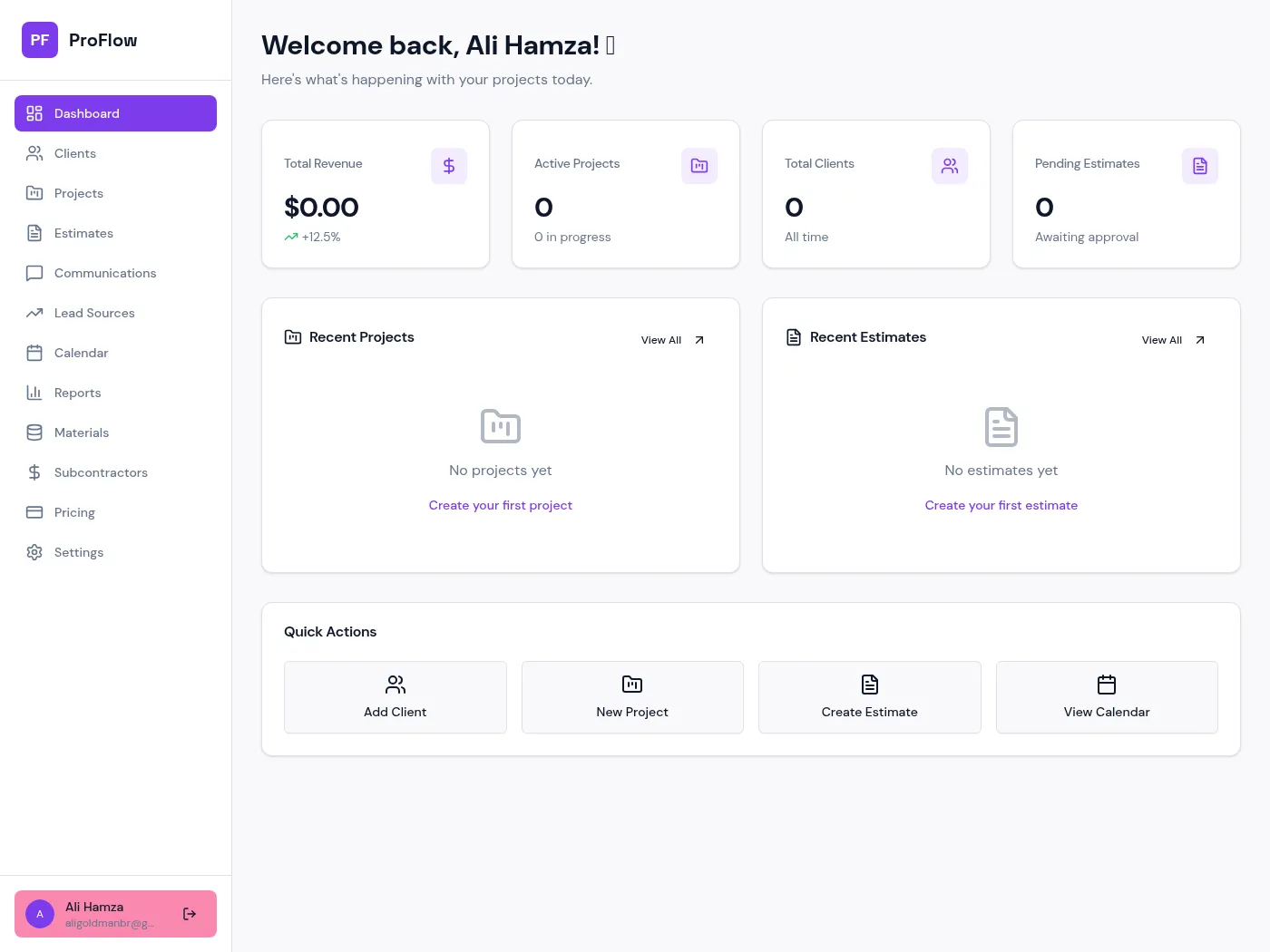 ProFlow - All-in-One CRM & Construction Estimation Platform