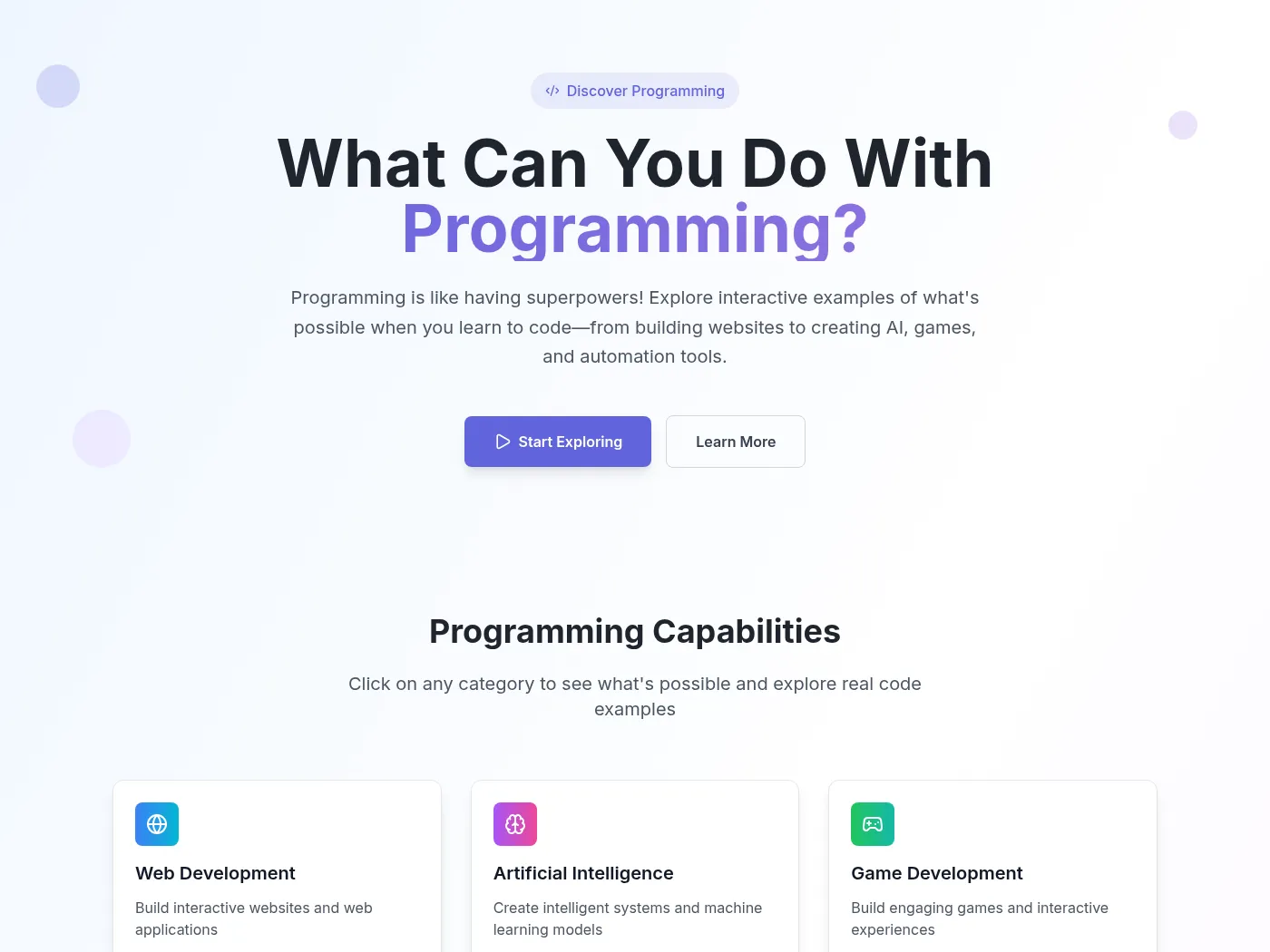 Programming Capabilities Explorer