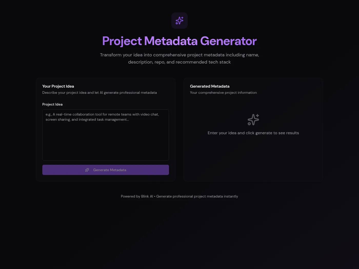 Project Metadata Generator