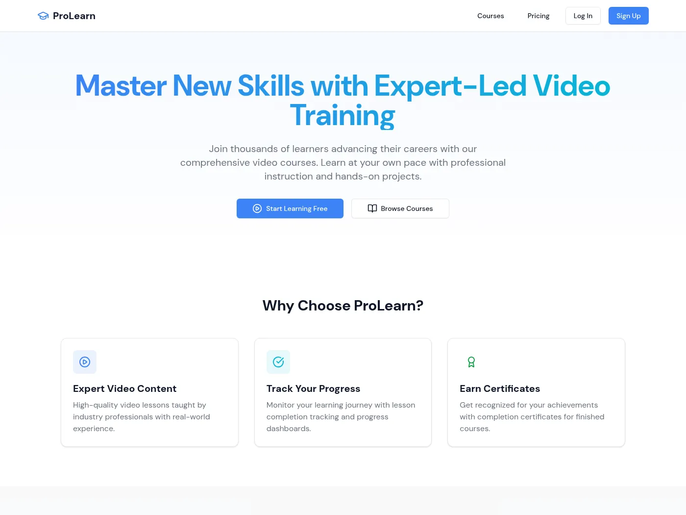 ProLearn: End-to-End Video Training Platform for Modern Education
