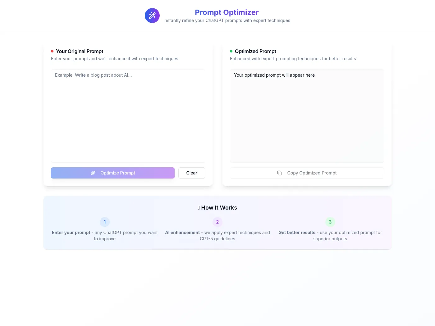 Prompt Optimizer – Instantly Refine Your ChatGPT Prompts