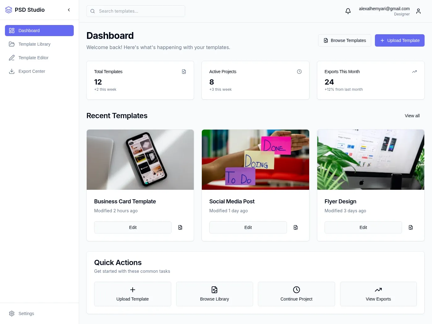 PSD Template Customization and Export Platform