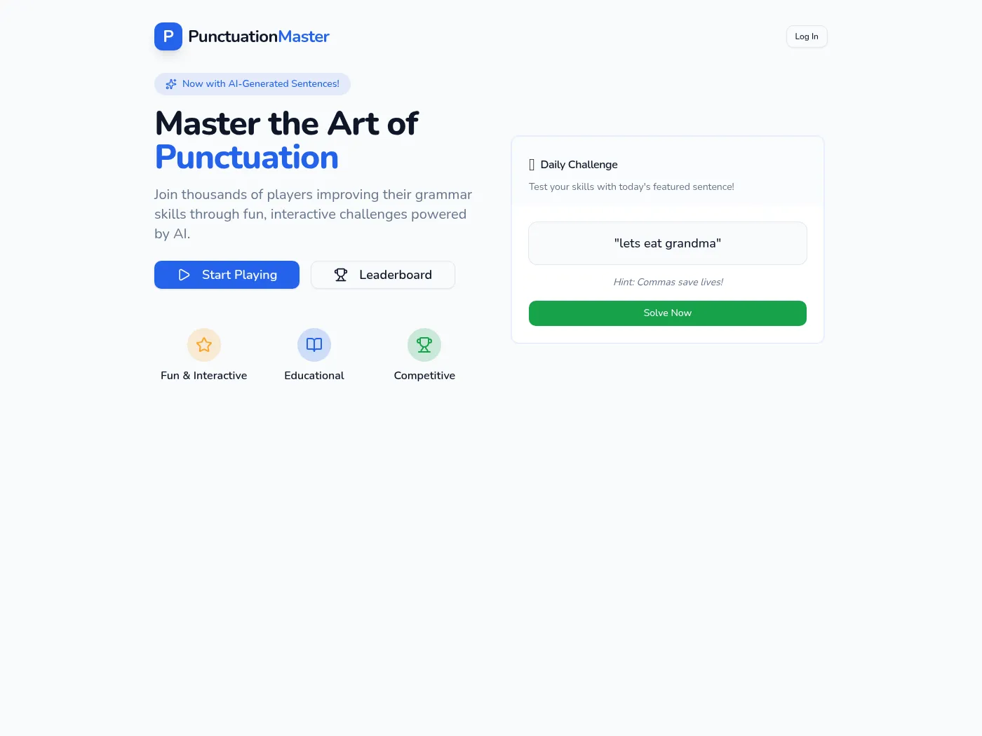 Punctuation Master: Interactive Grammar Game