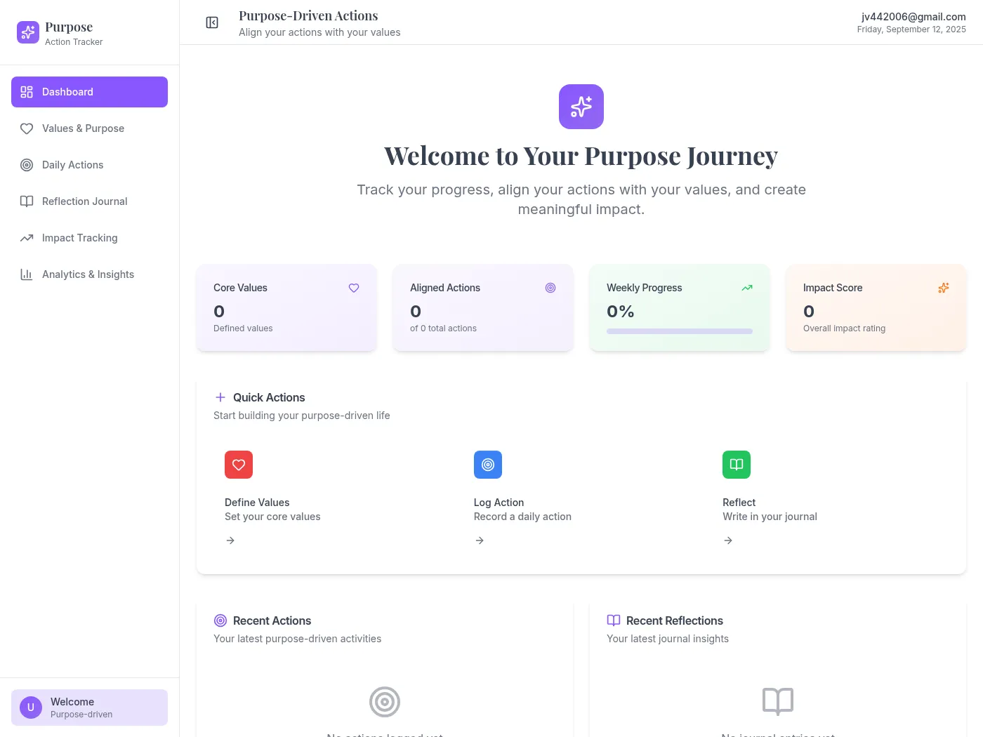 Purpose-Driven Action Tracker