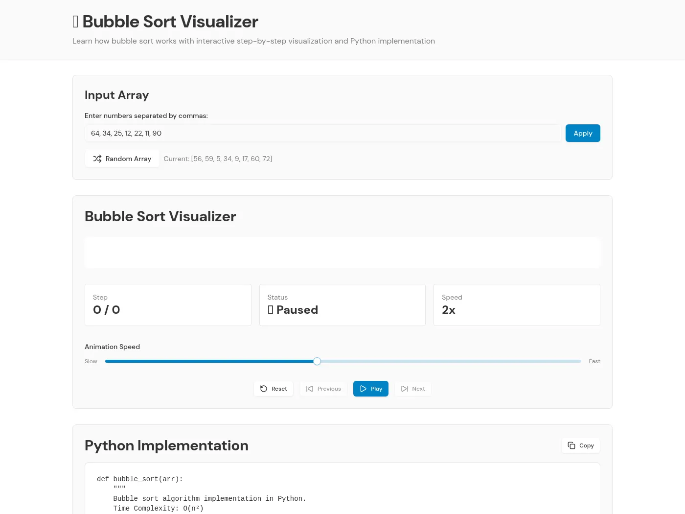 Python Bubble Sort Demo