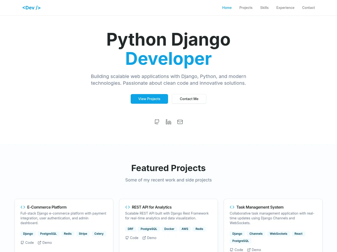 Portfolio Website for Python Django Developer