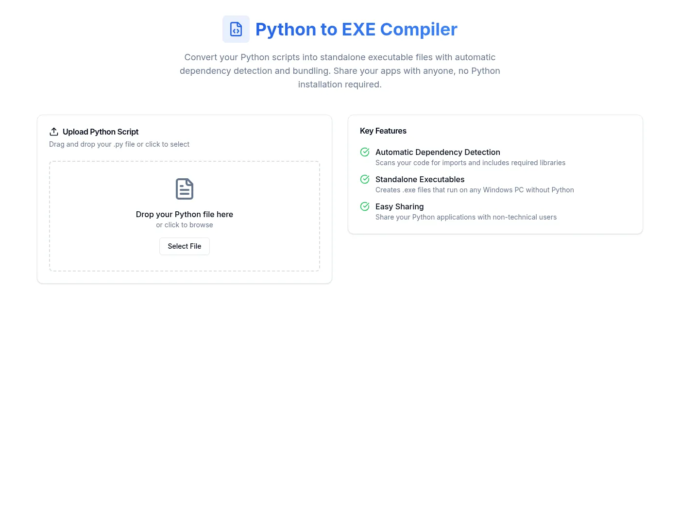 Python Script to EXE Compiler with Auto Dependency Download