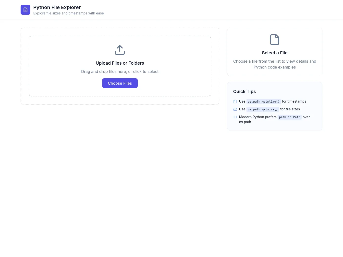 Python File Size and Timestamp Explorer
