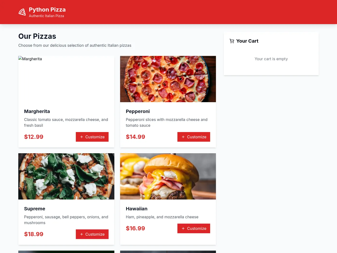 Python Pizza Billing and Checkout System