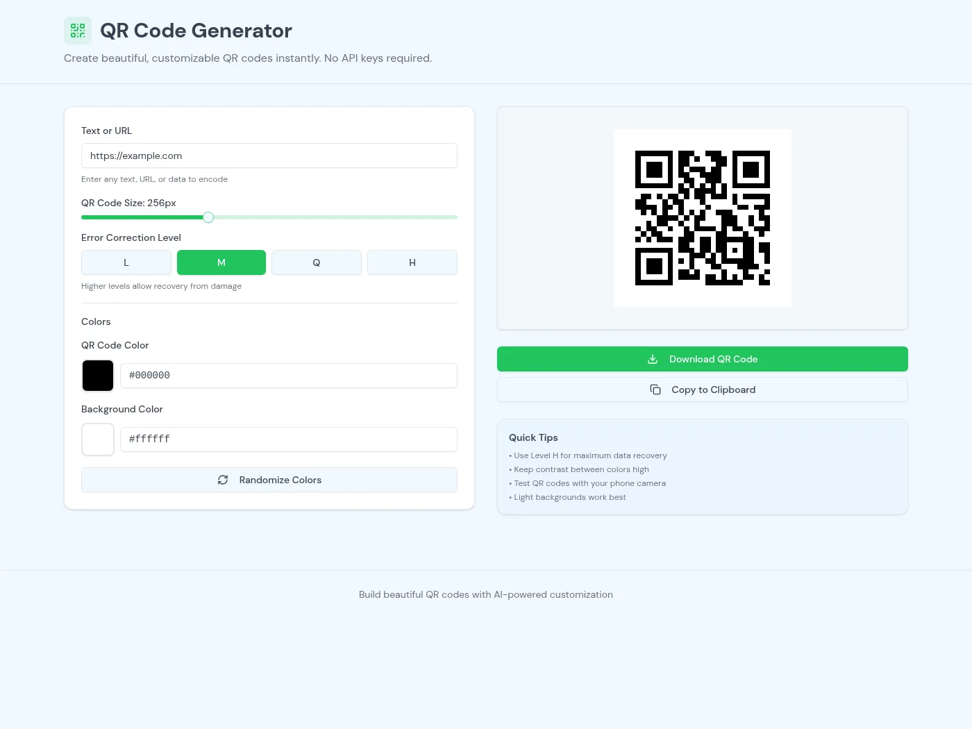 AI-Powered QR Code Generator (API-Free)