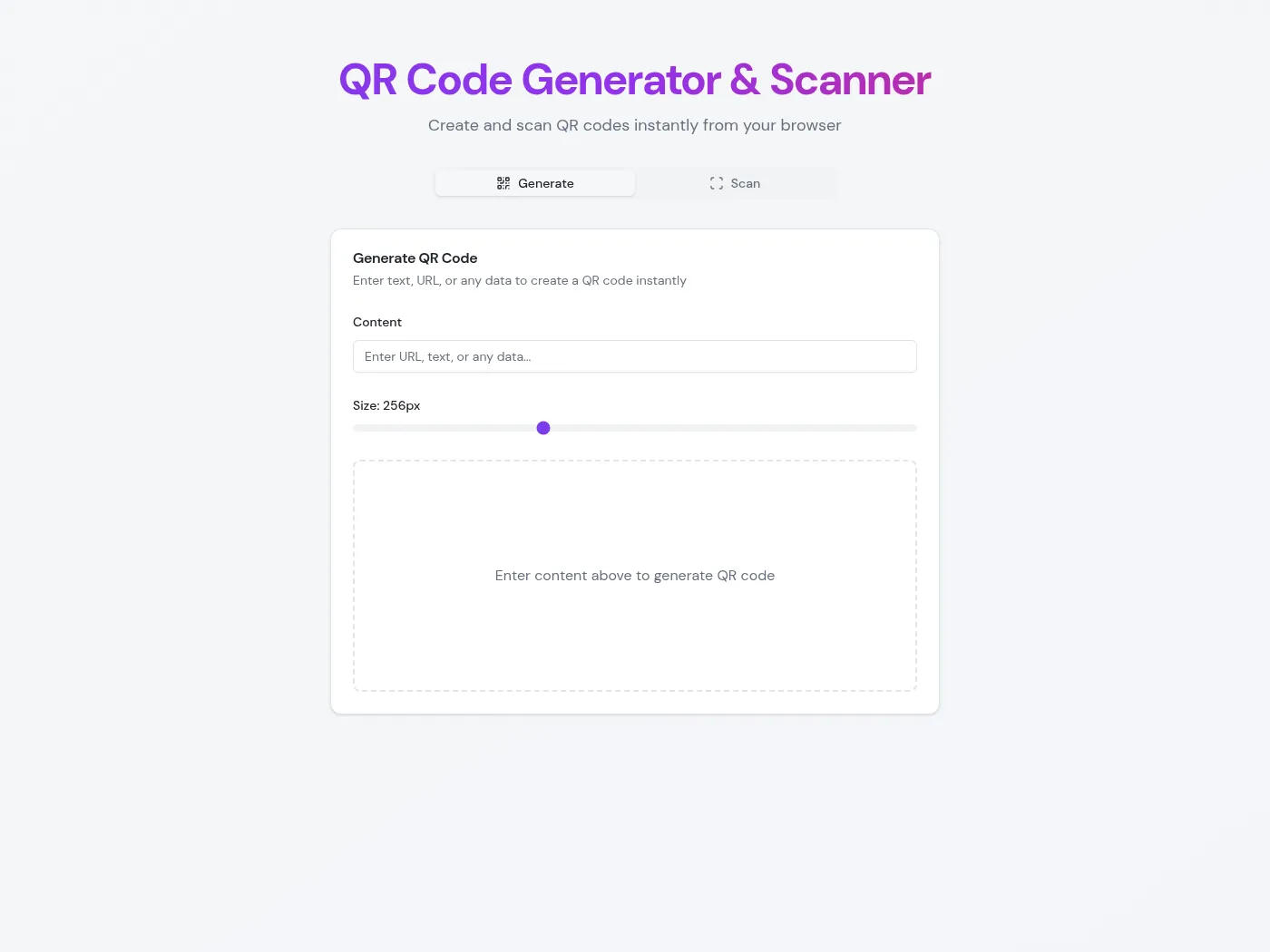 Instant QR Code Generator and Scanner