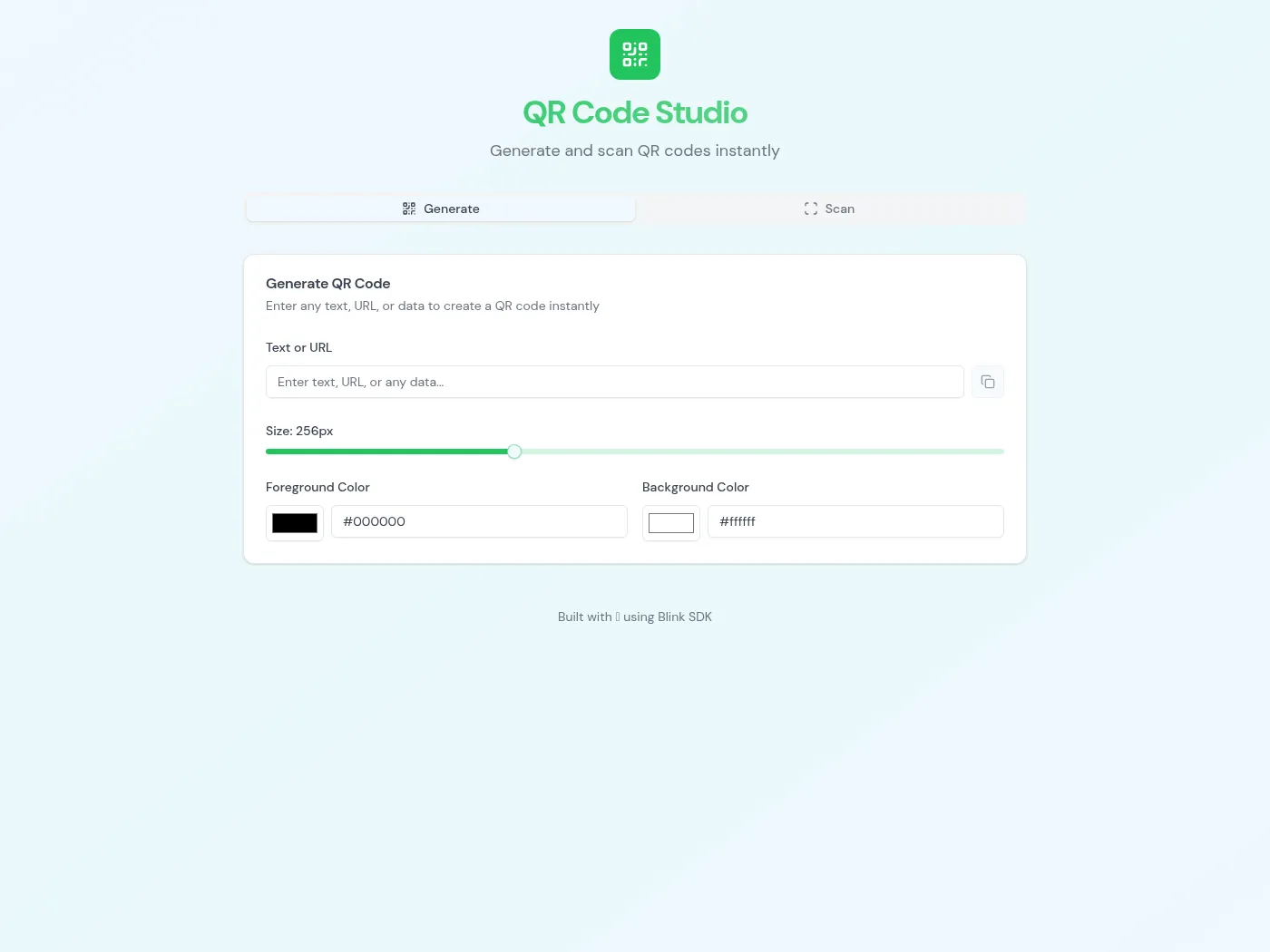 Instant QR Code Generator and Scanner