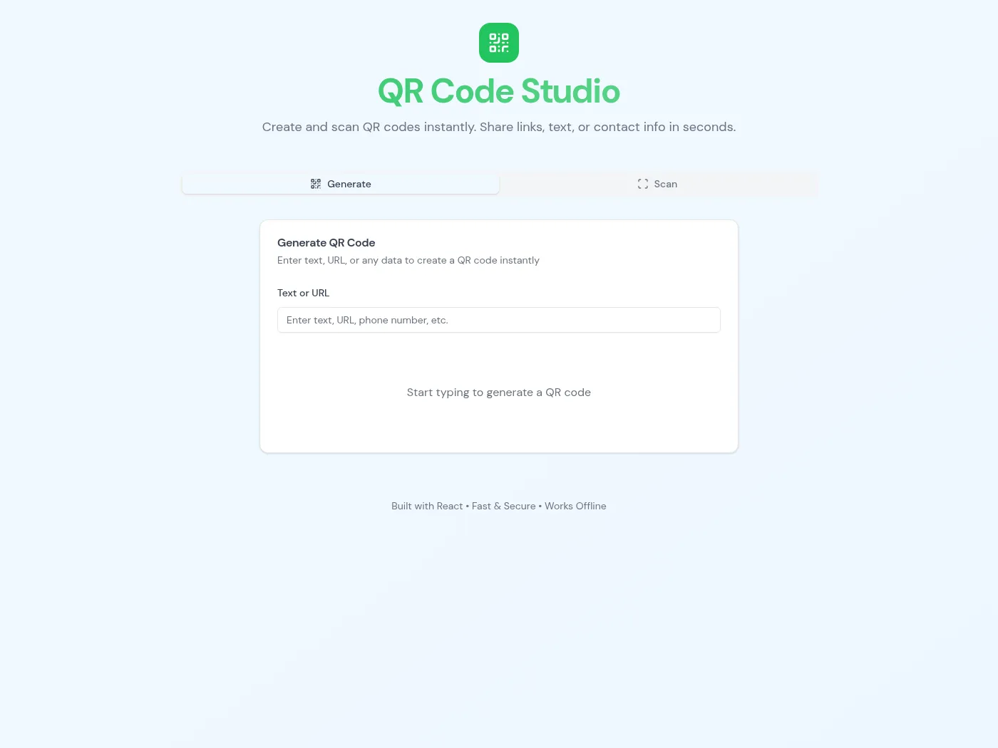 QR Code Generator and Scanner Web App