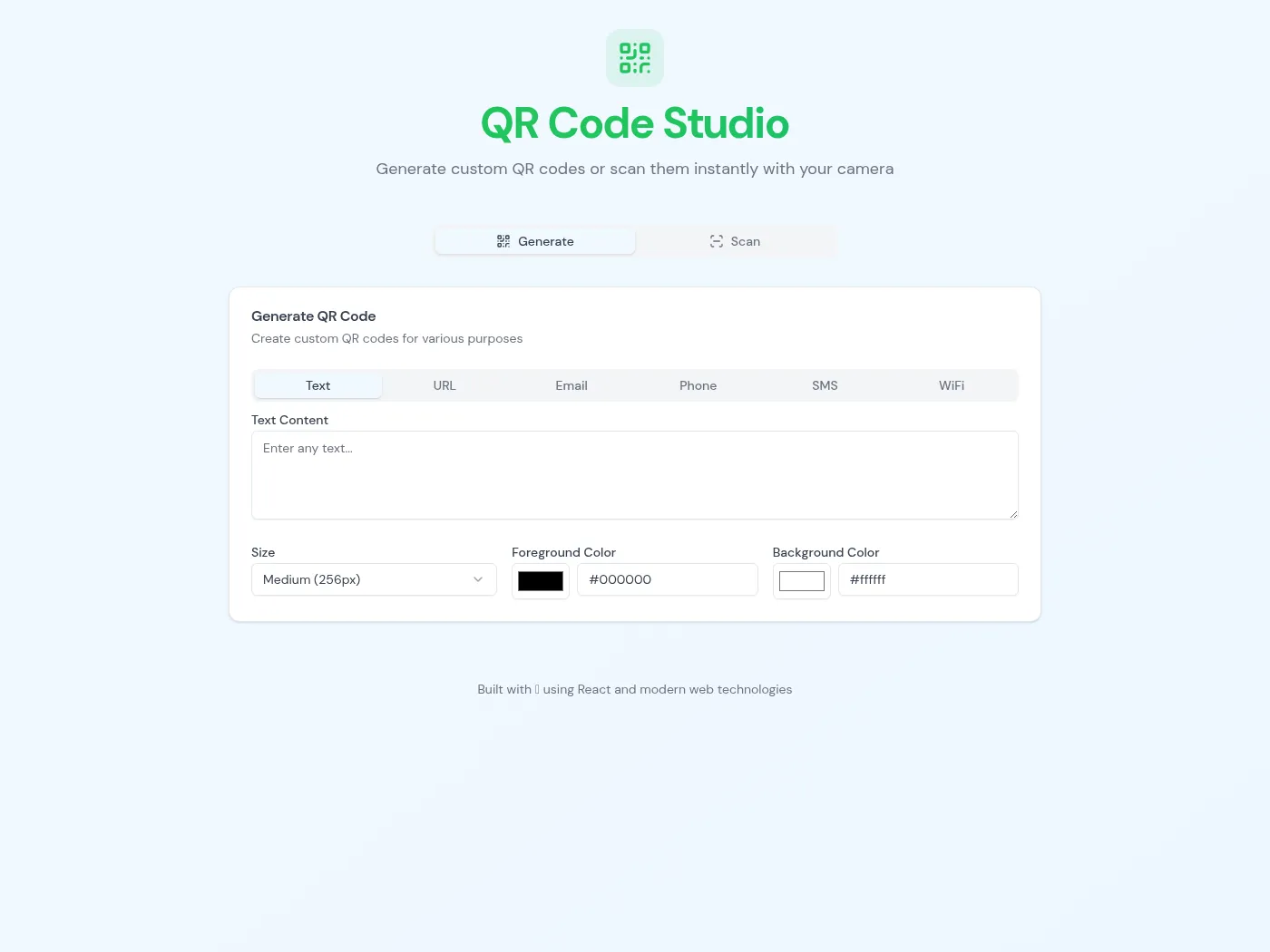 QR Code Generator & Scanner