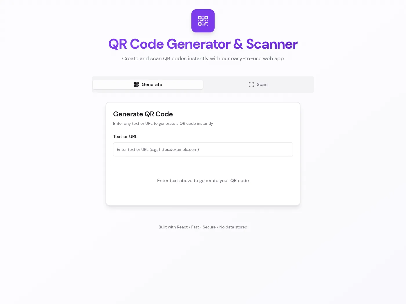 QR Code Generator & Scanner Web App