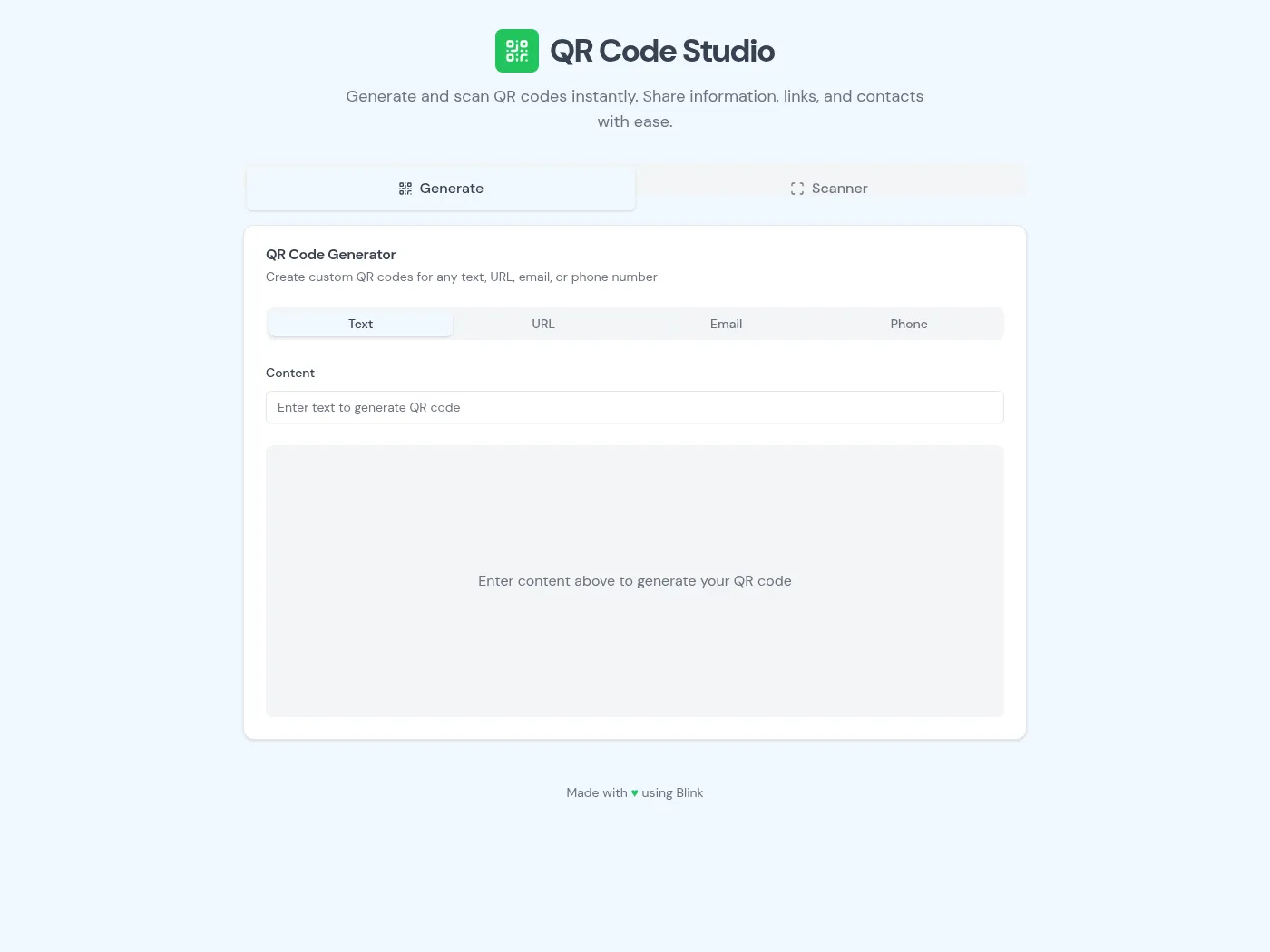 QR Code Generator & Scanner