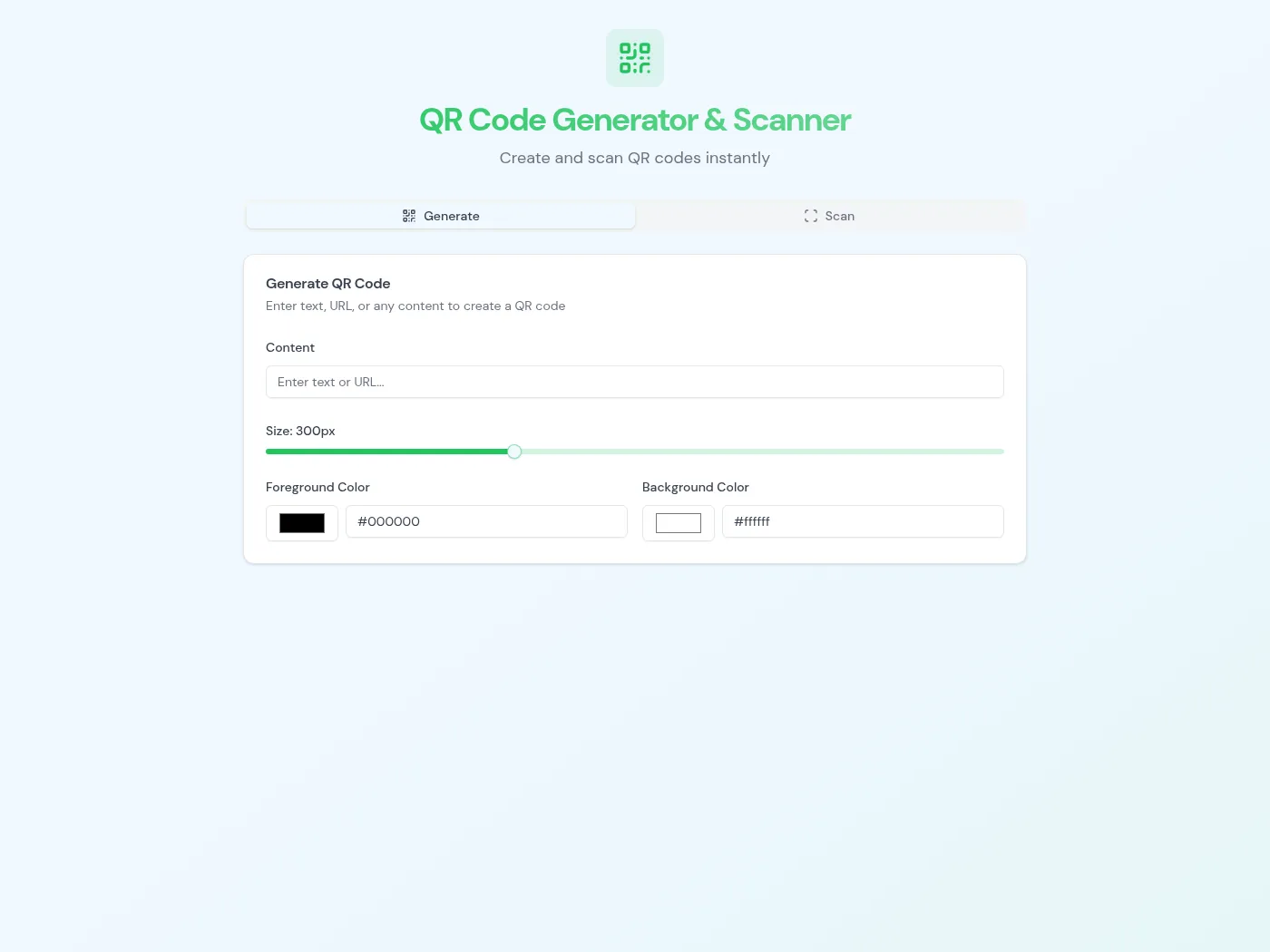 QR Code Generator & Scanner Web App