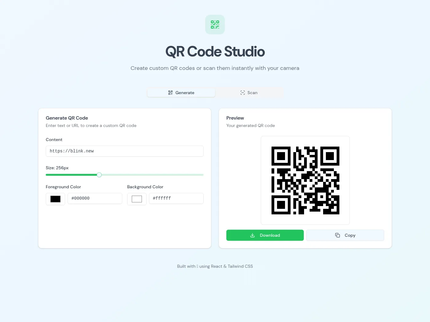 QR Code Generator and Scanner Web App
