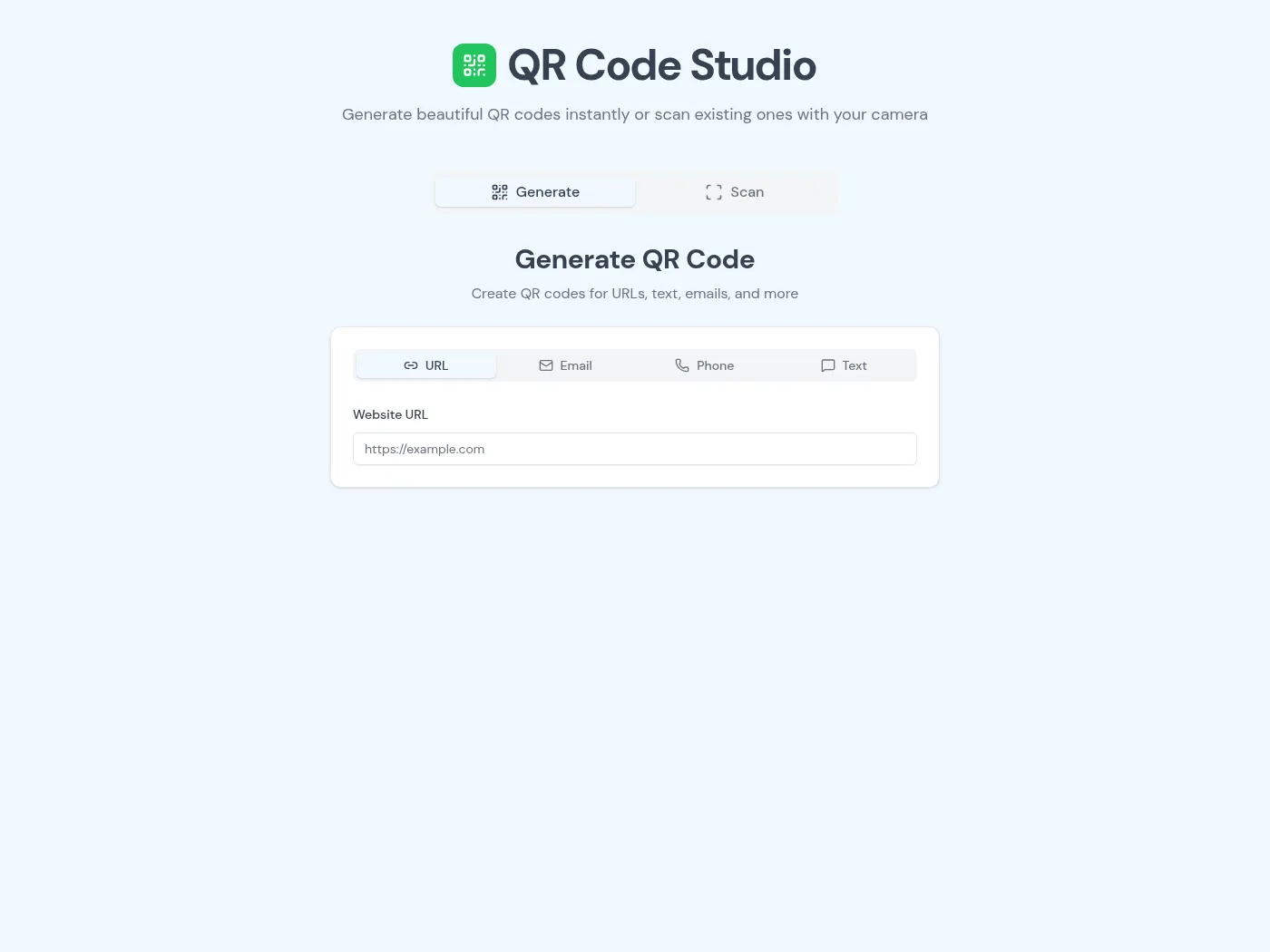 Instant QR Code Generator and Scanner