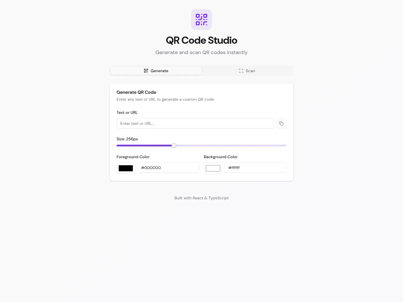 QR Code Generator & Scanner Web App
