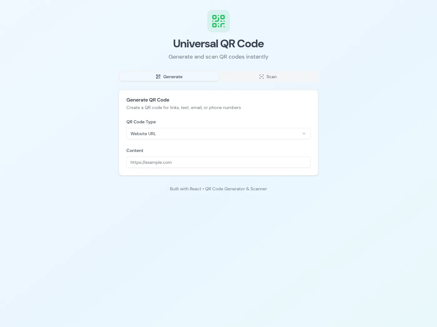 Universal QR Code Generator & Scanner