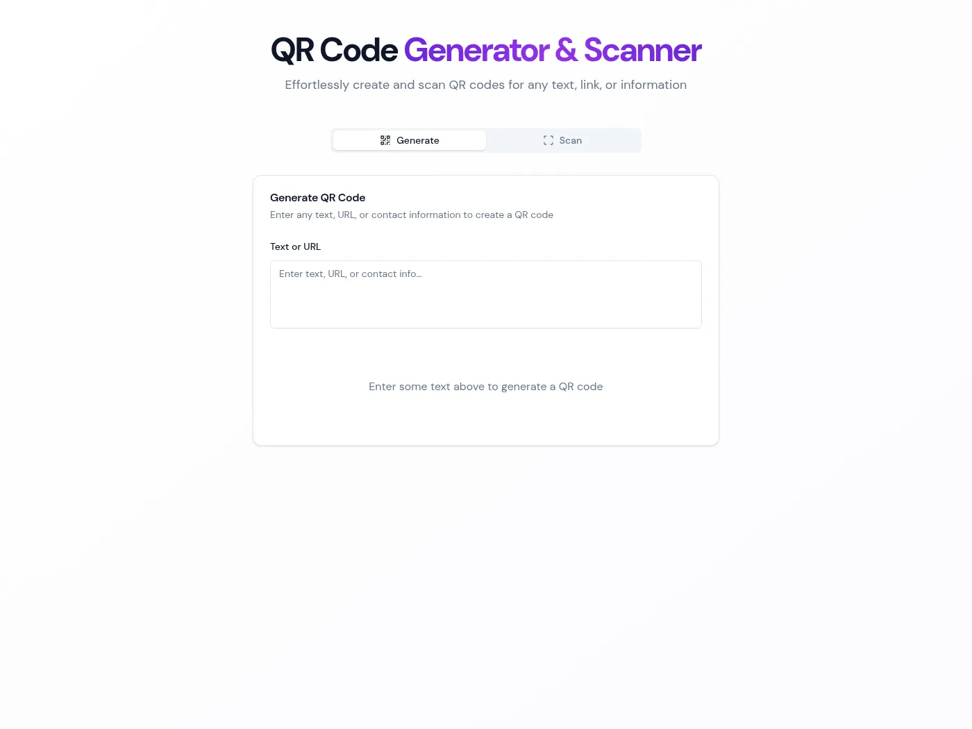 QR Code Generator & Scanner