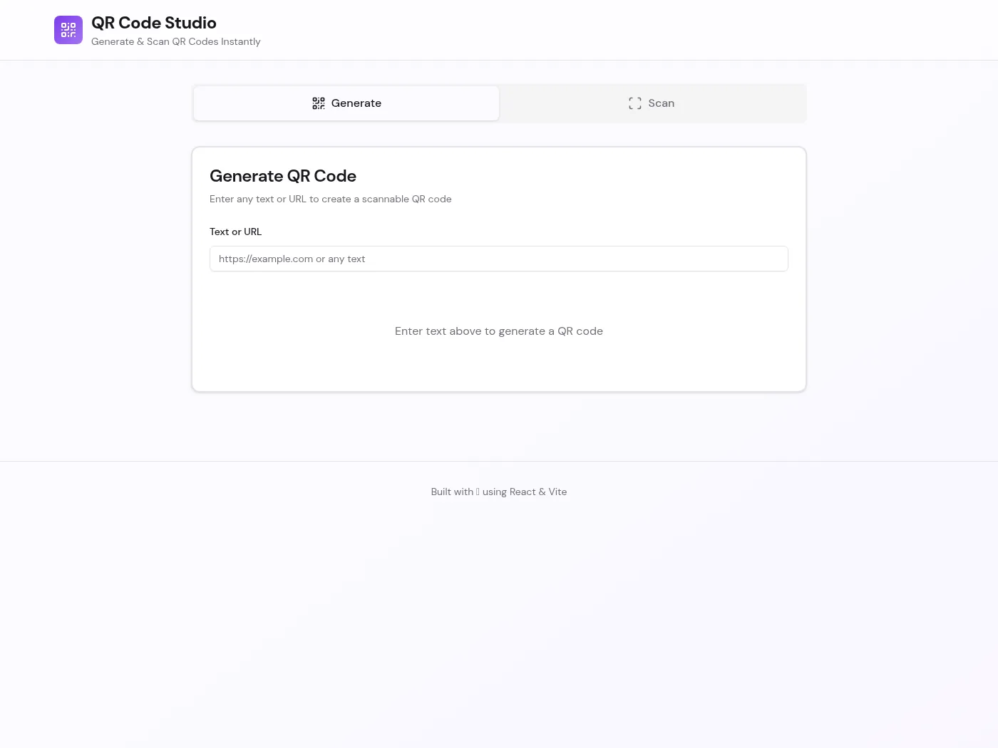 QR Code Generator & Scanner Web App