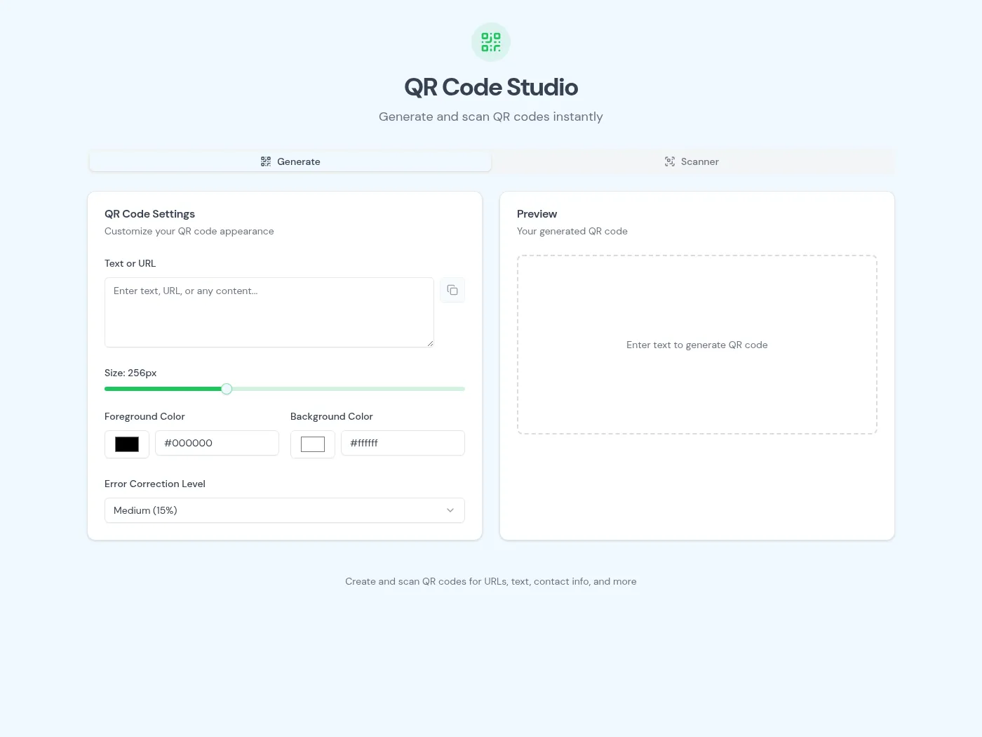 QR Code Generator and Scanner