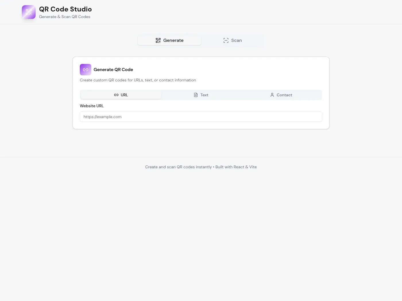 QR Code Generator & Scanner