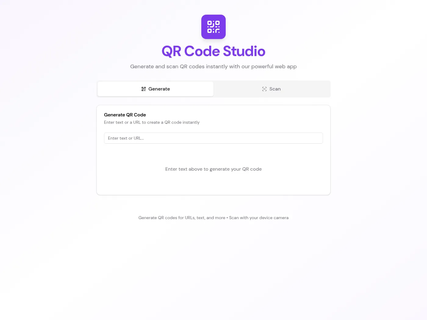 QR Code Generator and Scanner Web App