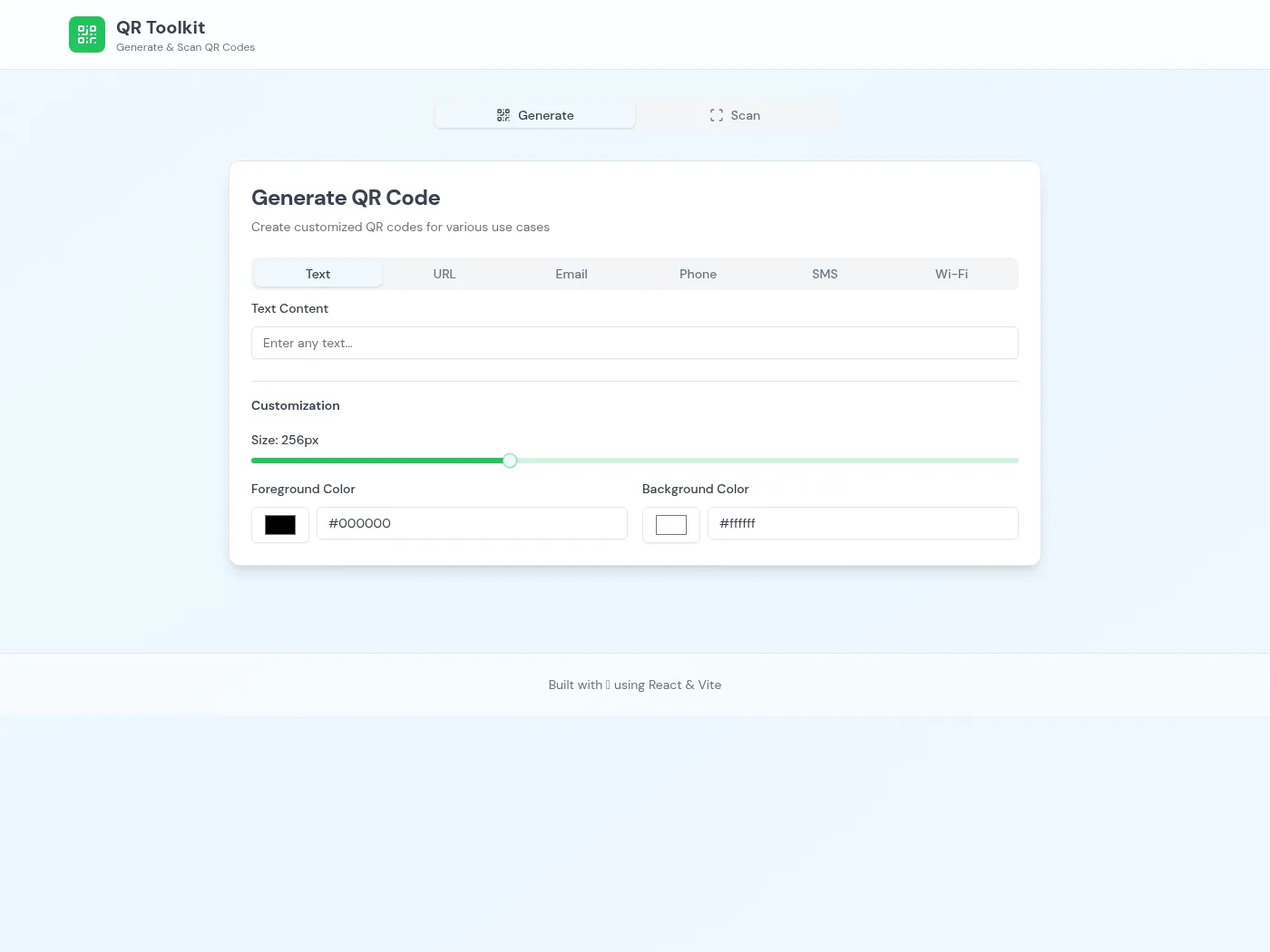 QR Code Generator & Scanner Toolkit