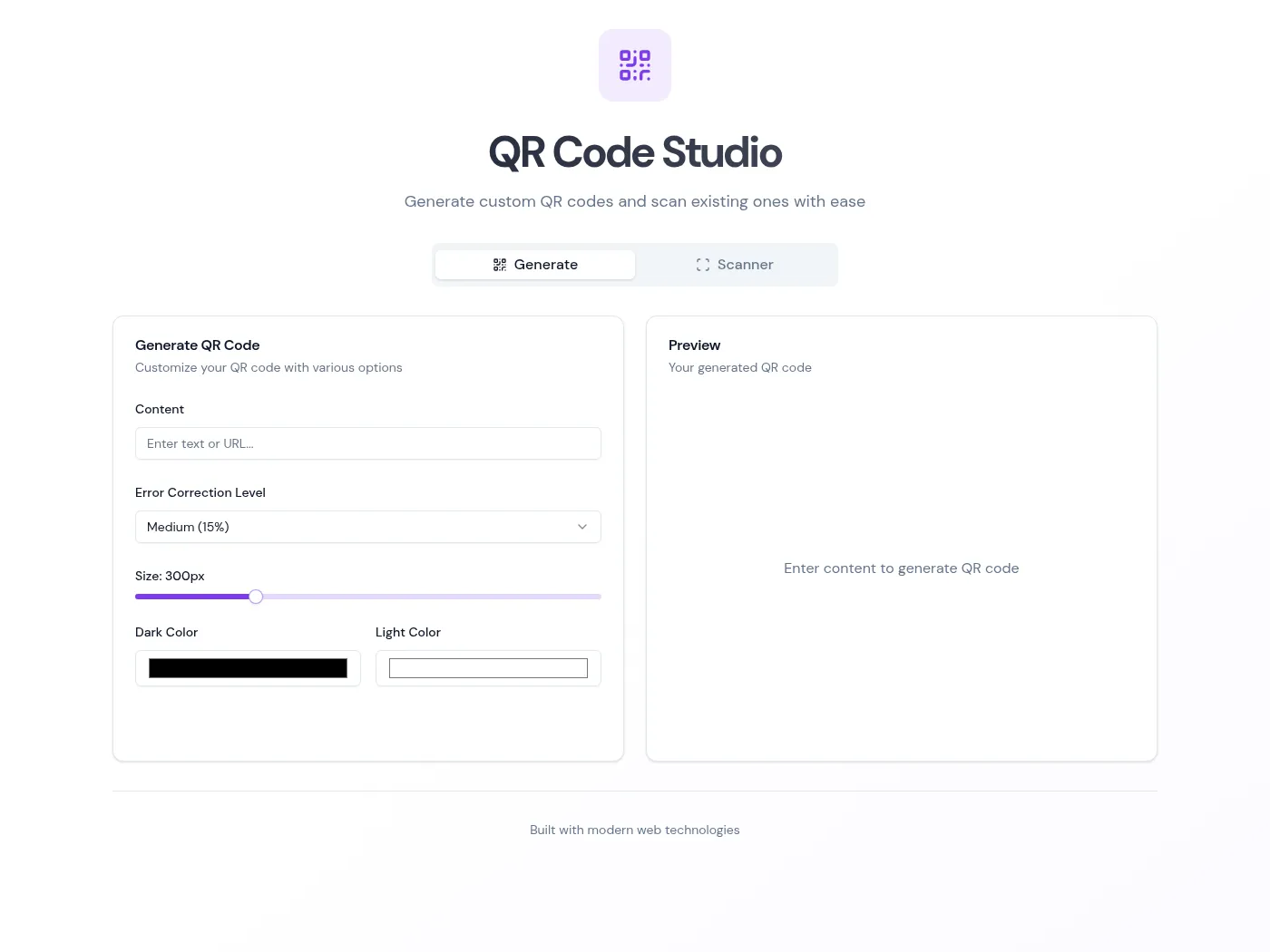 QR Code Generator & Scanner