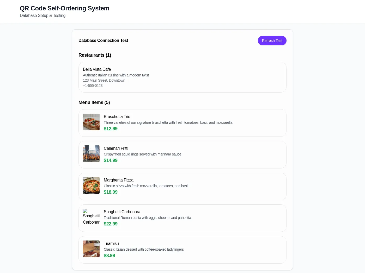 QR Code Self-Ordering System