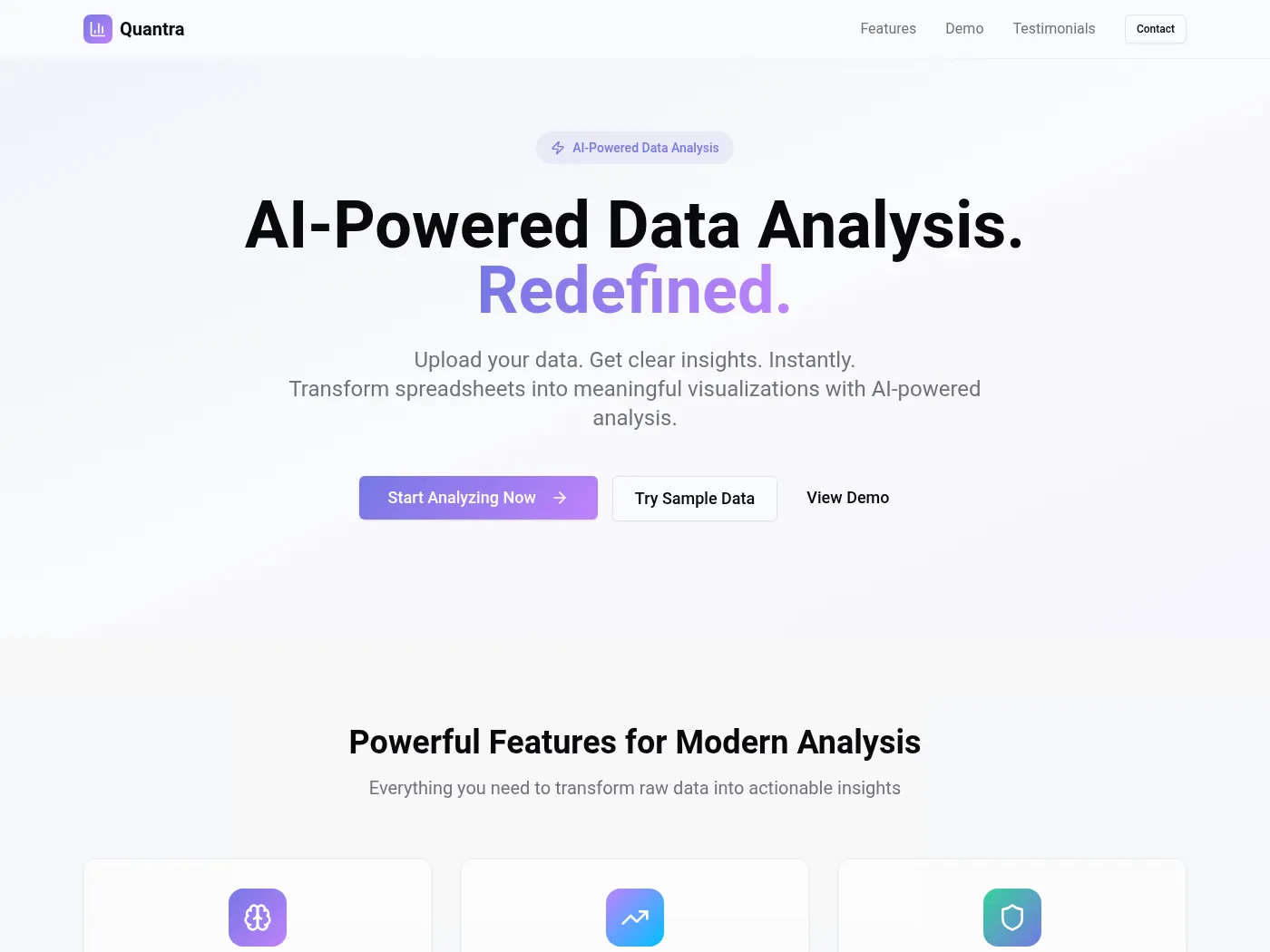 Quantra – AI-Powered Data Analysis Platform