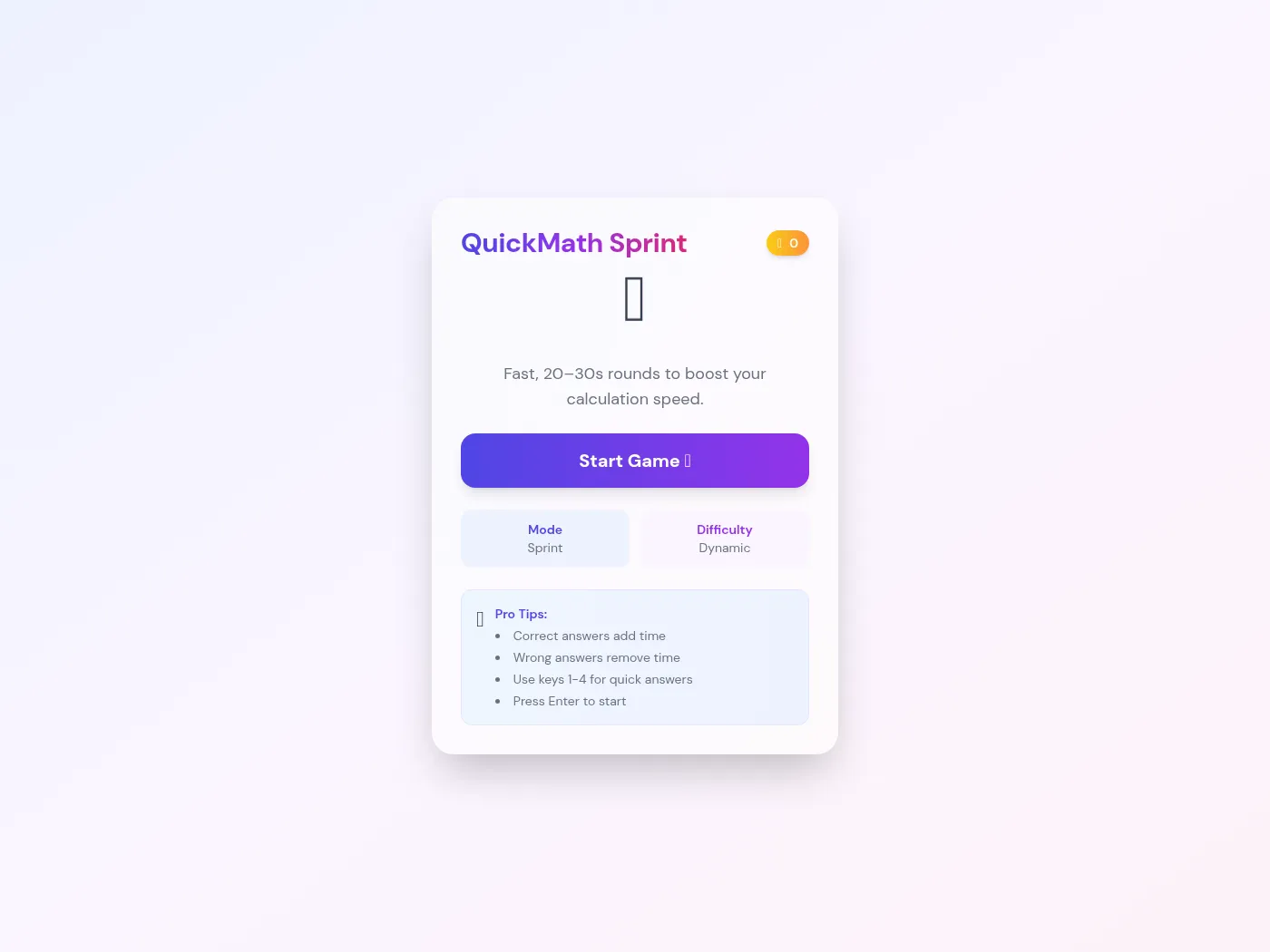 QuickMath Sprint – Fast Mental Math Game