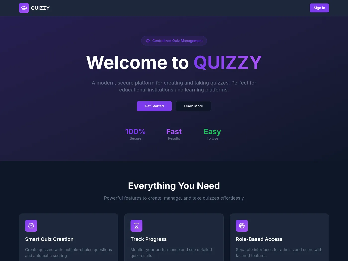 QUIZZY: Centralized Secure Quiz Management Platform