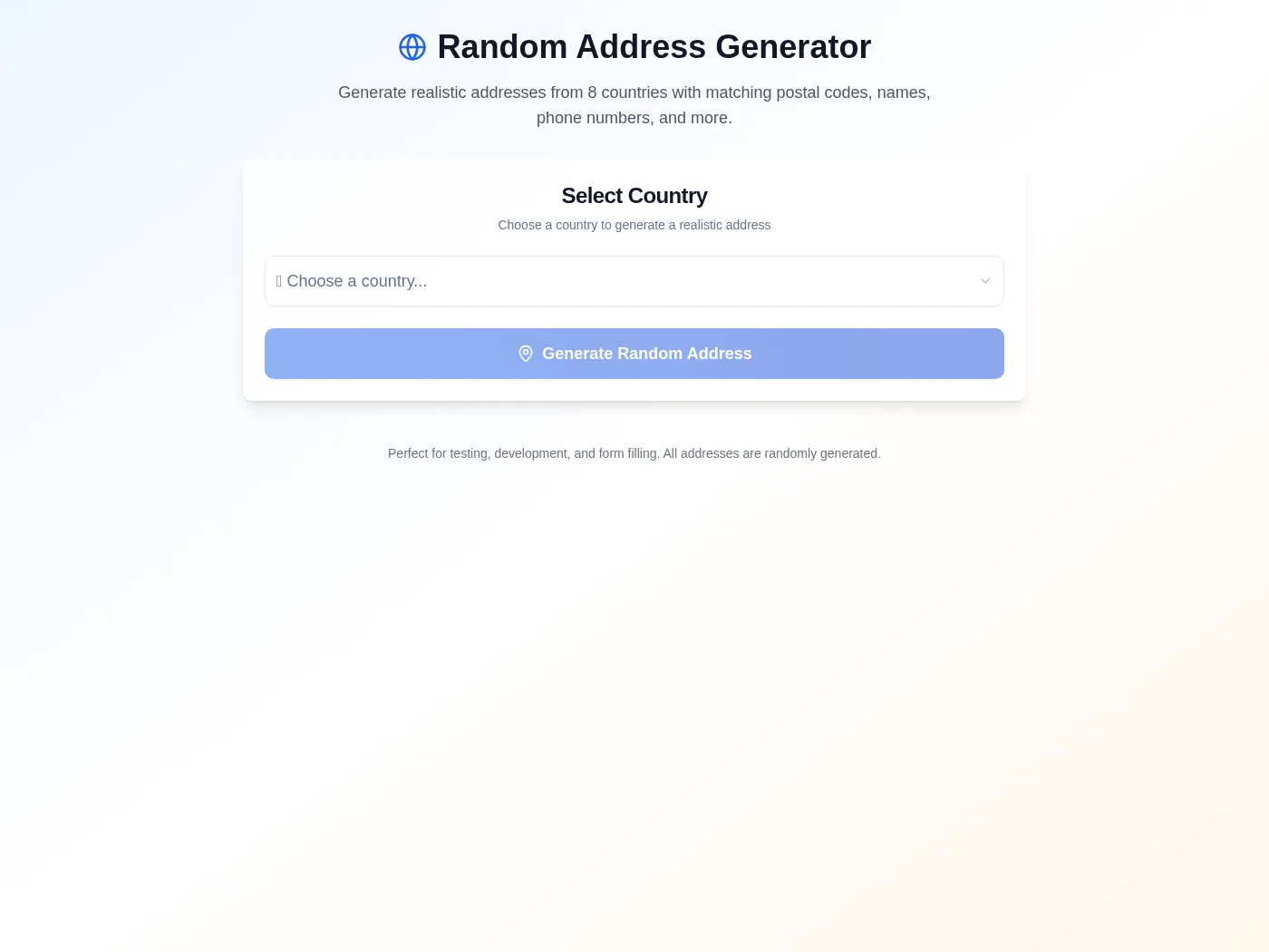 Random Address Generator for WordPress