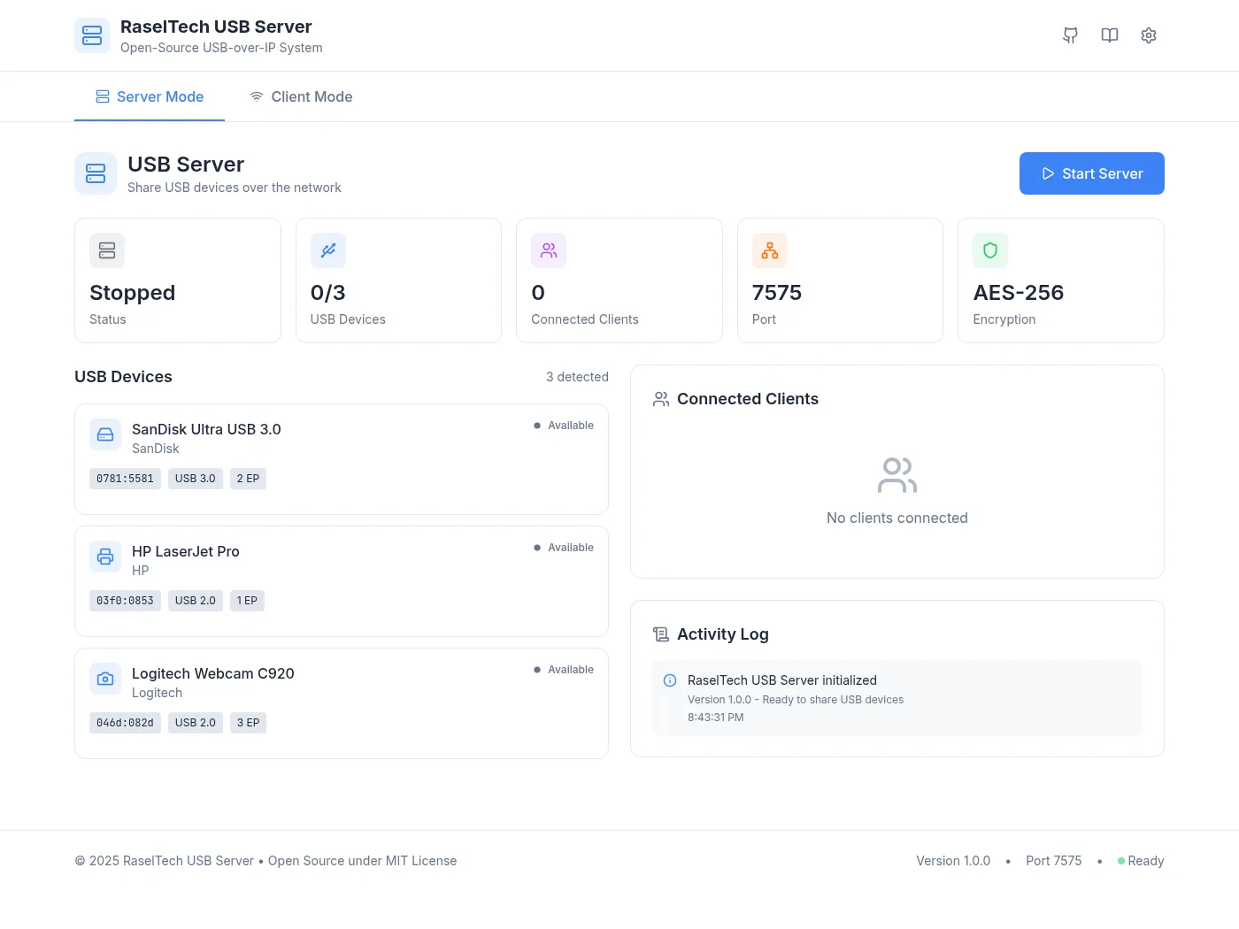 RaselTech USB Server — Open-Source USB-over-IP System with Secure Cross-Platform Sharing