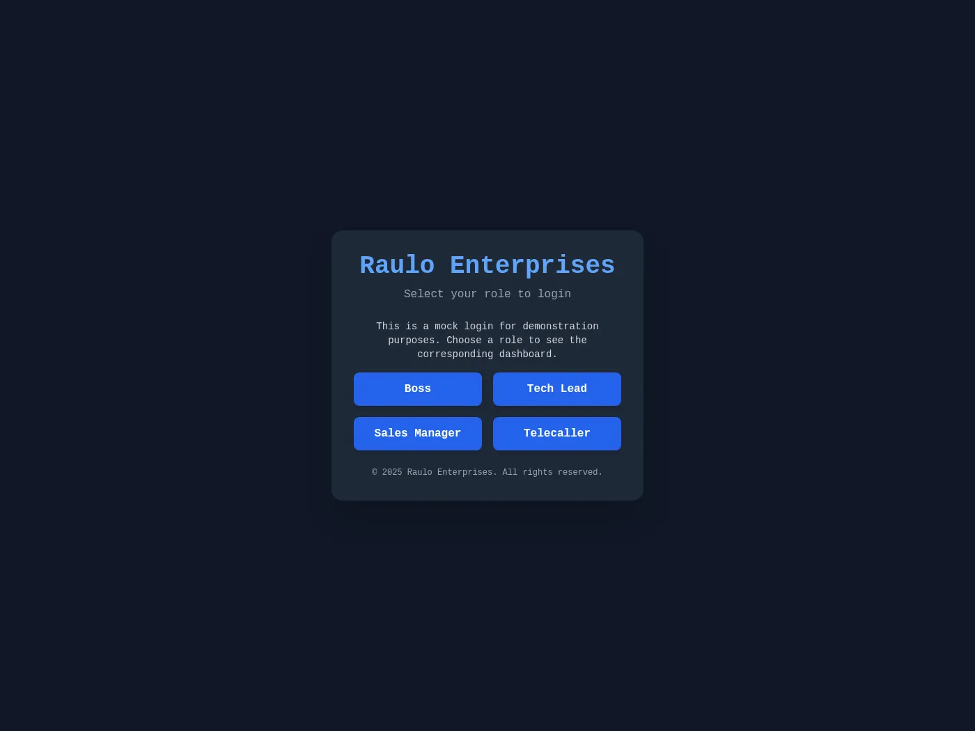 Raulo Enterprises Dashboard