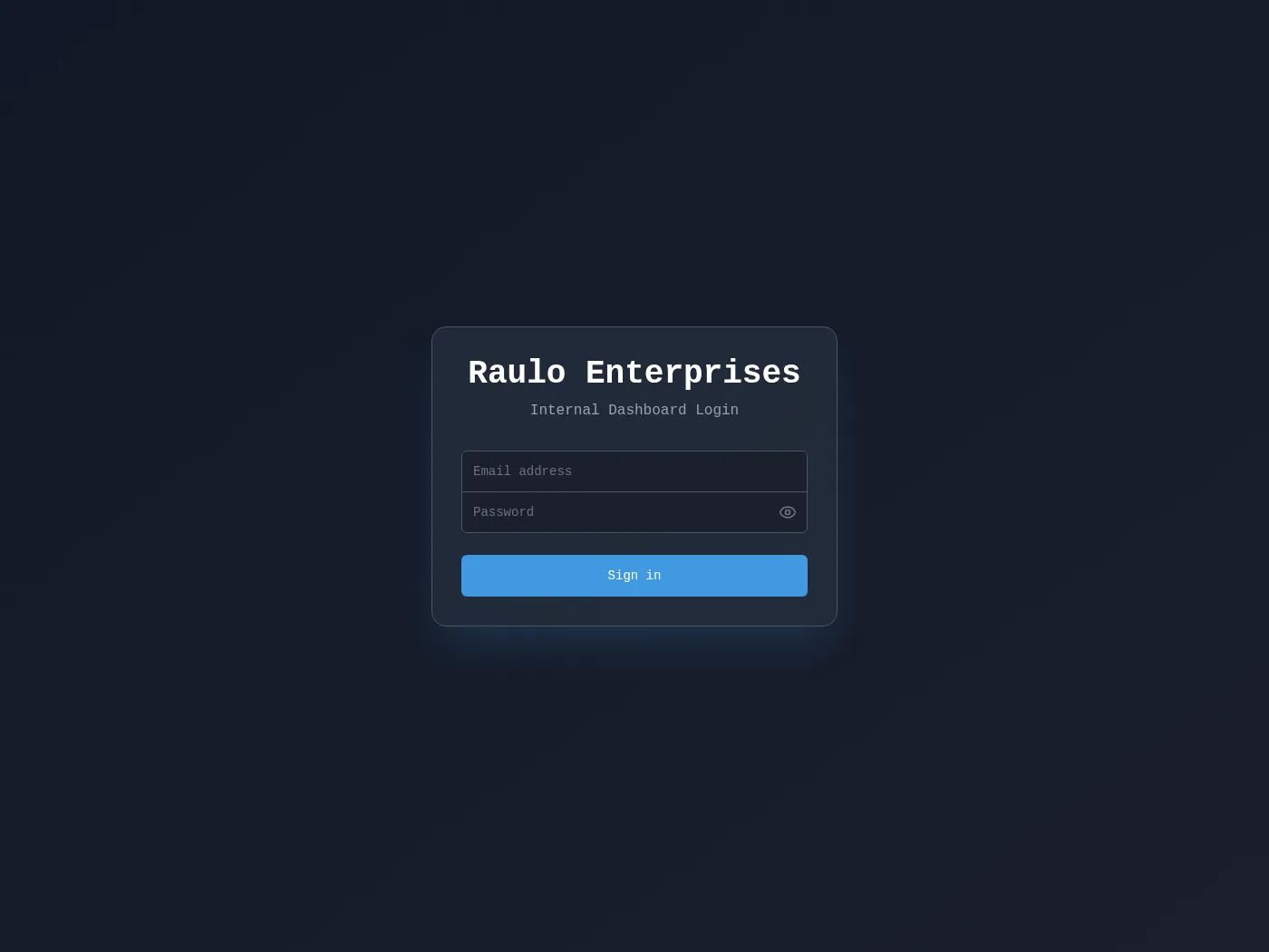 Raulo Enterprises Dashboard
