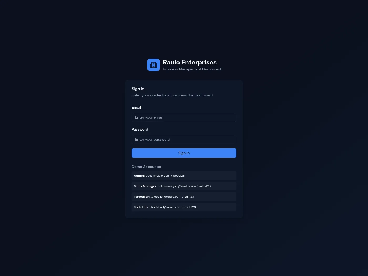 Raulo Enterprises Real-time Dashboard for Leads, Campaigns & Analytics
