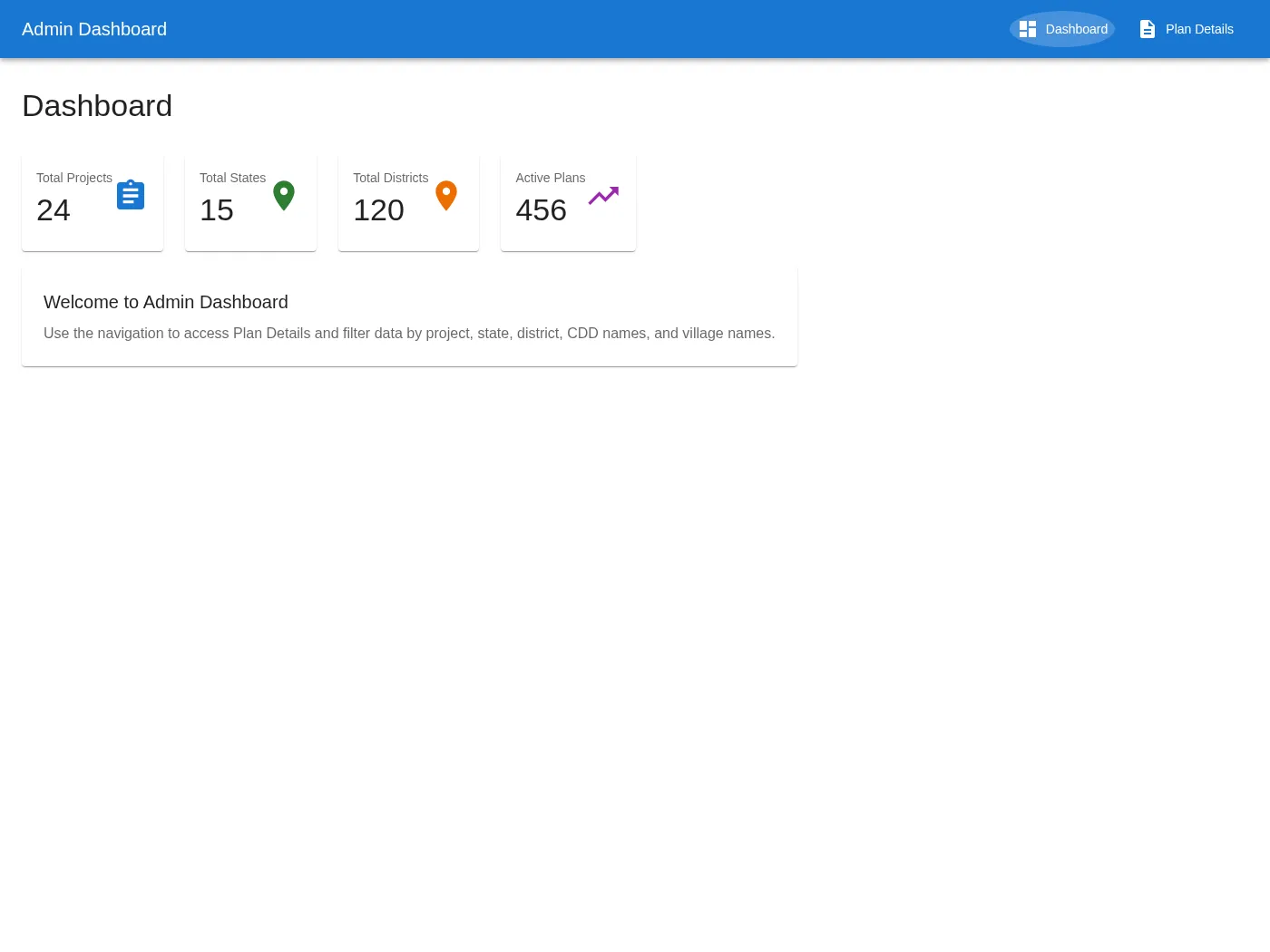 Responsive React Admin Dashboard with Dynamic Plan Details