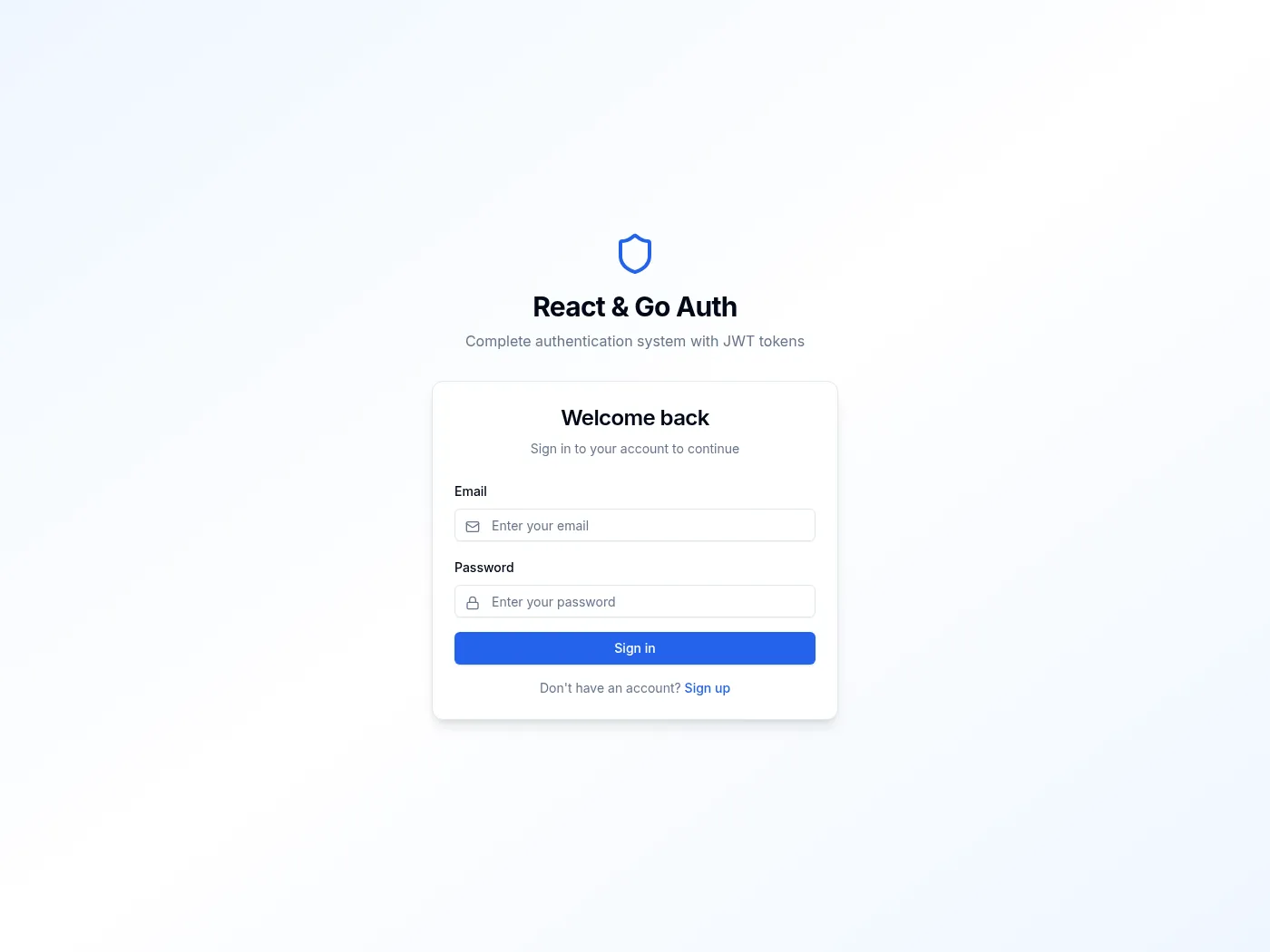React & Go Complete Auth System